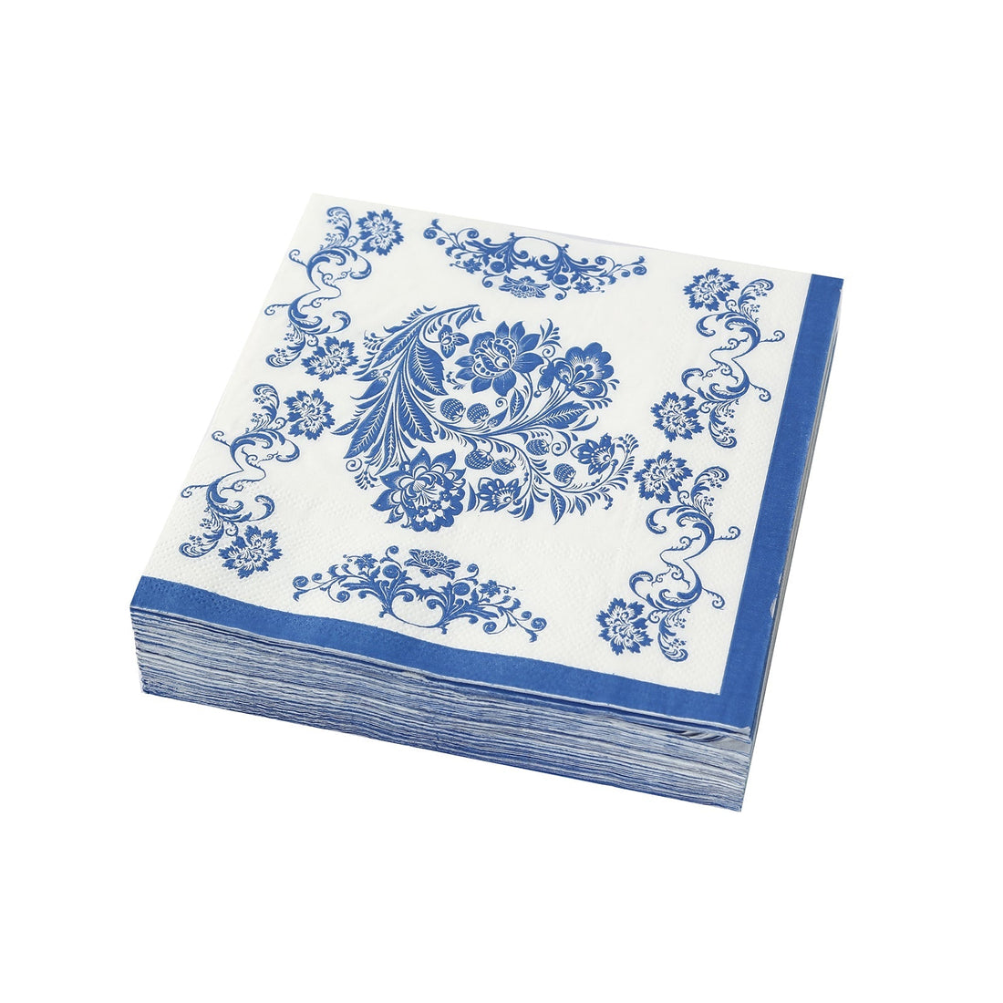 50-Pack White Royal Blue Cocktail Napkins | eFavormart