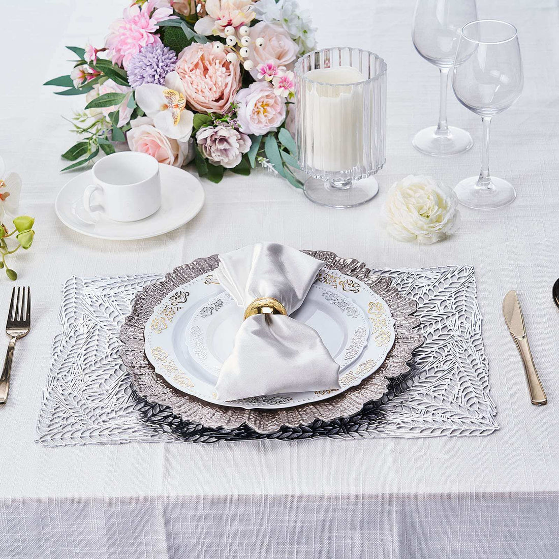 Silver Wheat Design Table Mats 6 Pack | eFavormart