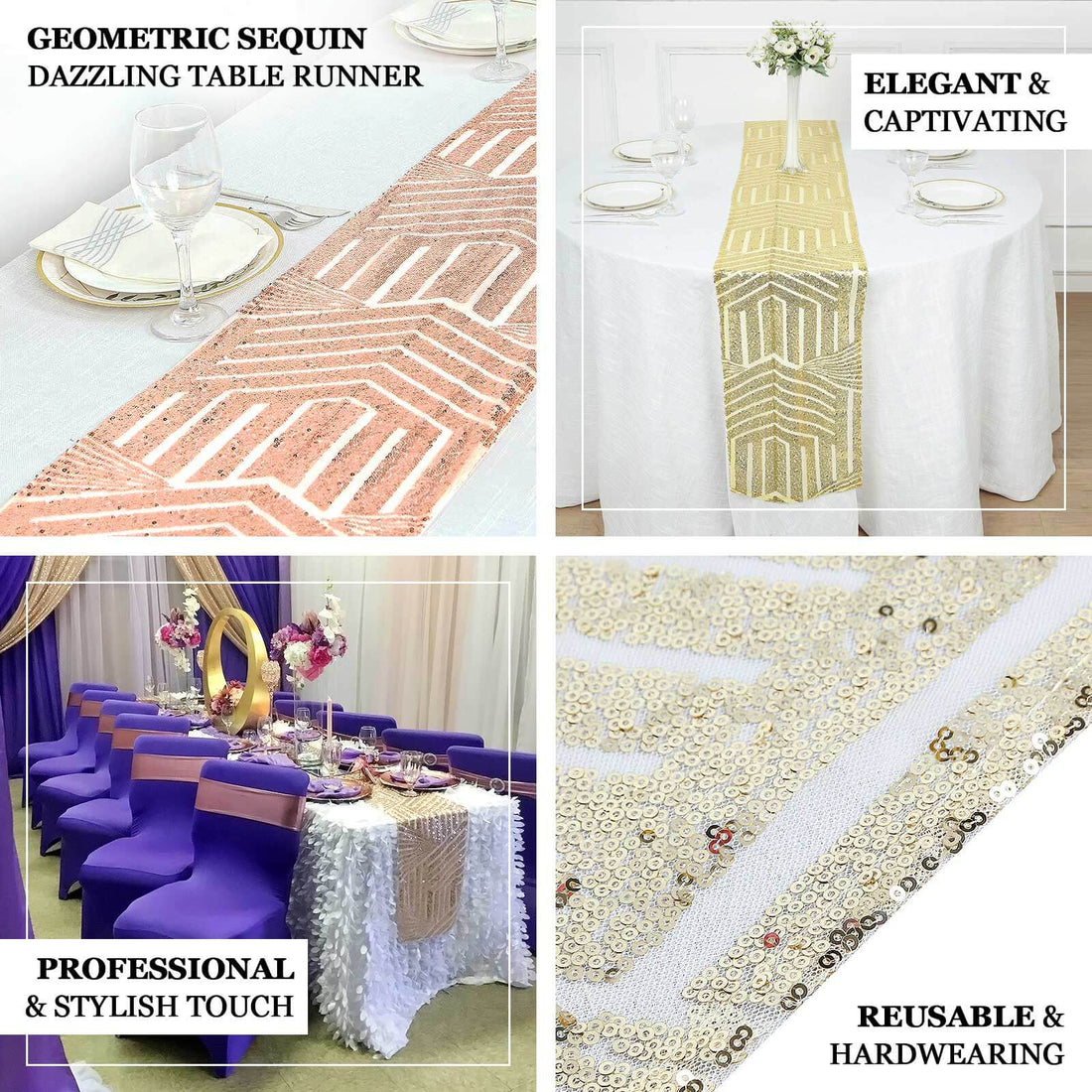 Diamond Sequin Runner 12"x108" Silver | eFavormart