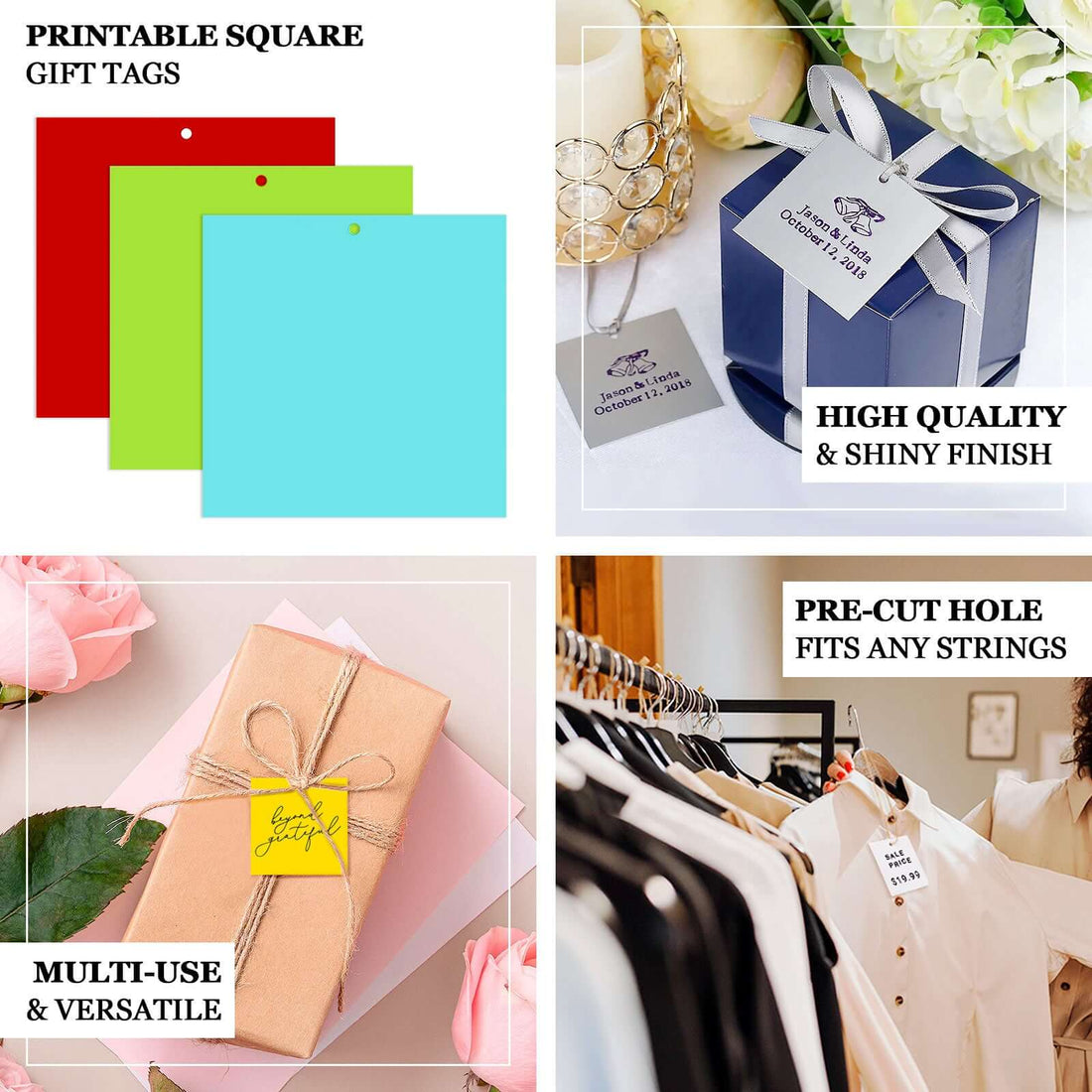 Square Shaped Wedding Favor Gift Tags (50pcs) | eFavormart