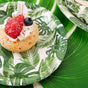 Paper Dessert Plates 7" White Tropical Palm Leaf Design | eFavormart