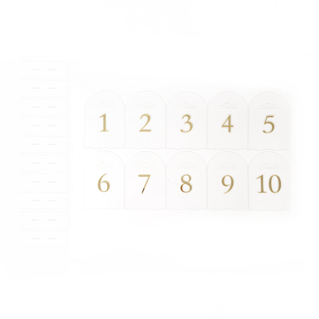 Clear Arch Acrylic Table Numbers – Gold Print | eFavormart