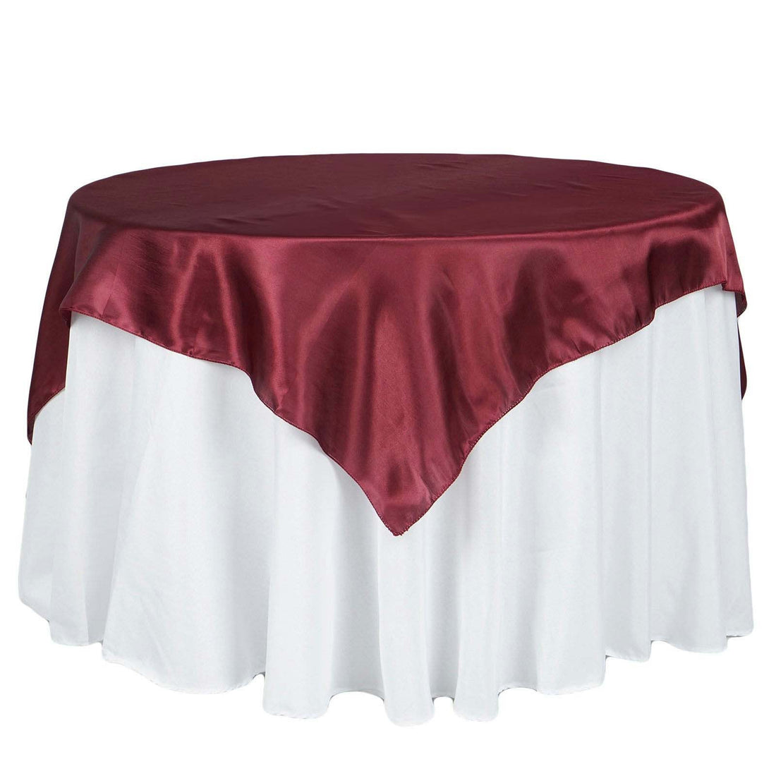 Satin Table Overlay 72"x72" Burgundy | eFavormart