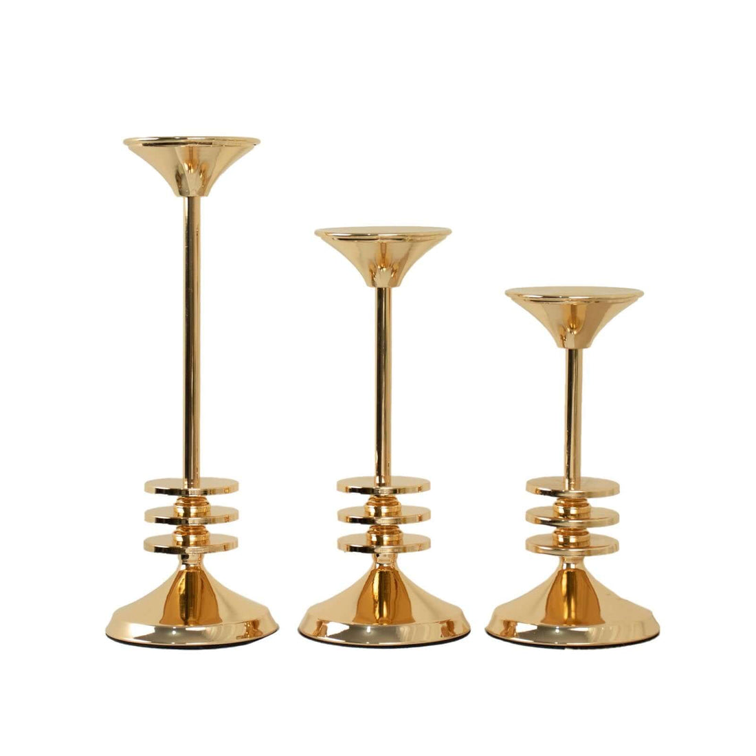 Disk Metal Taper Candlestick Holders Gold | eFavormart