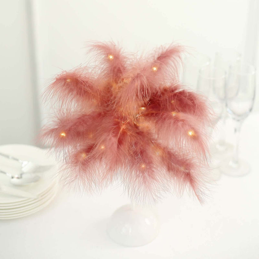 Feathers Table Lamp Cinnamon Rose 15" | eFavormart
