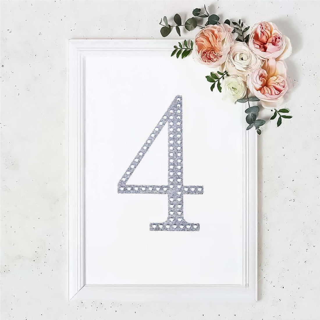 8" Rhinestone Sticker Numbers "4" Silver | eFavormart