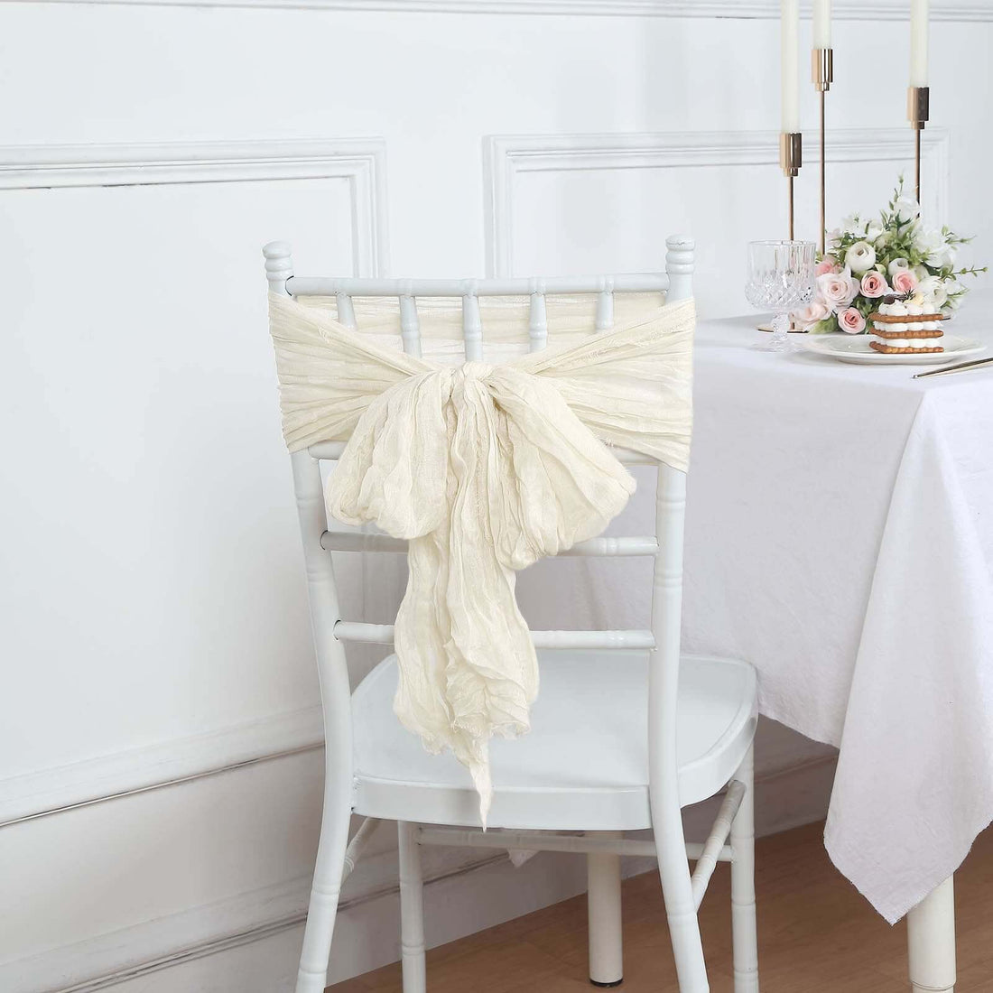 Cheesecloth Chair Sashes 16"x88" Cream | eFavormart