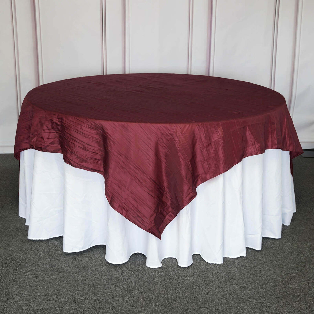 Crinkle Taffeta Overlay 90"x90" Burgundy | eFavormart