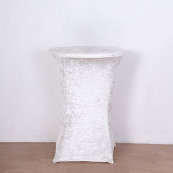 Crushed Velvet Highboy Tablecloth 32" White | eFavormart