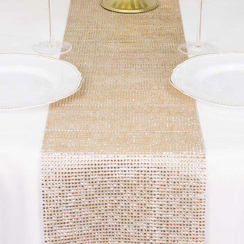 Rhinestone Table Runner 10"x108" Champagne | eFavormart