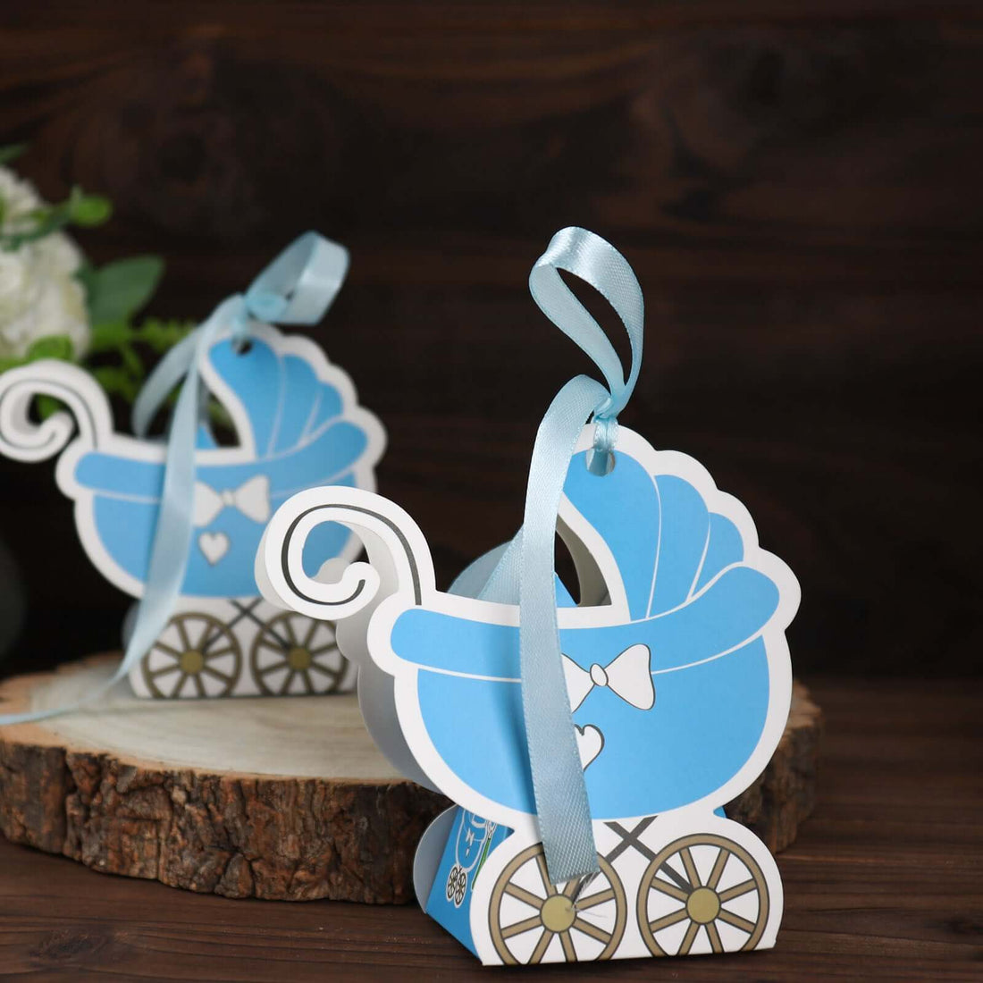Light Blue Baby Paper Stroller Gift Boxes | eFavormart