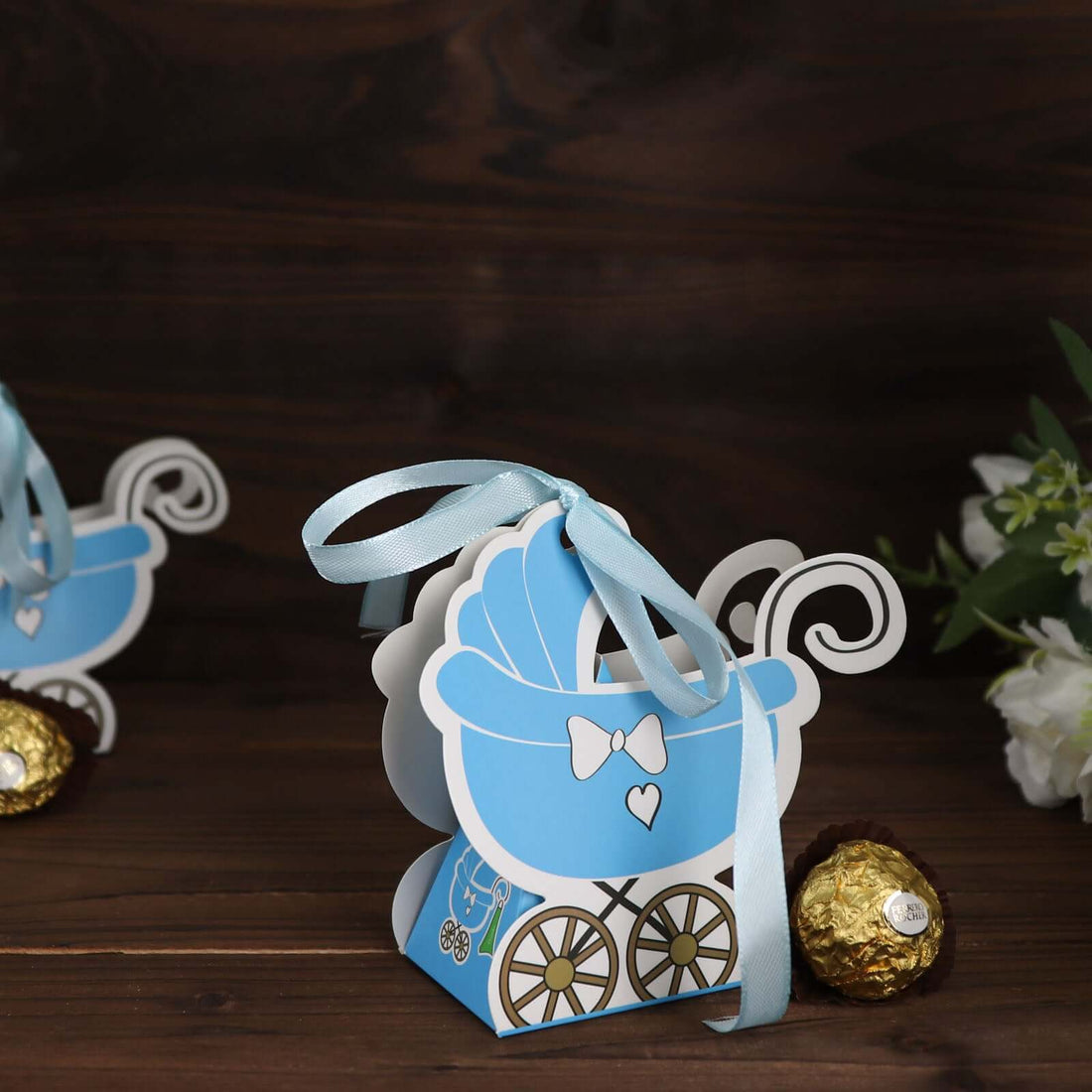 Light Blue Baby Paper Stroller Gift Boxes | eFavormart