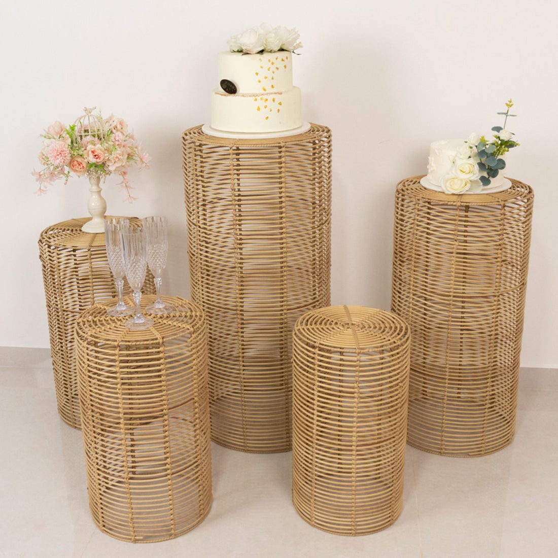 Natural Woven Rattan Wicker Plant Stands | eFavormart