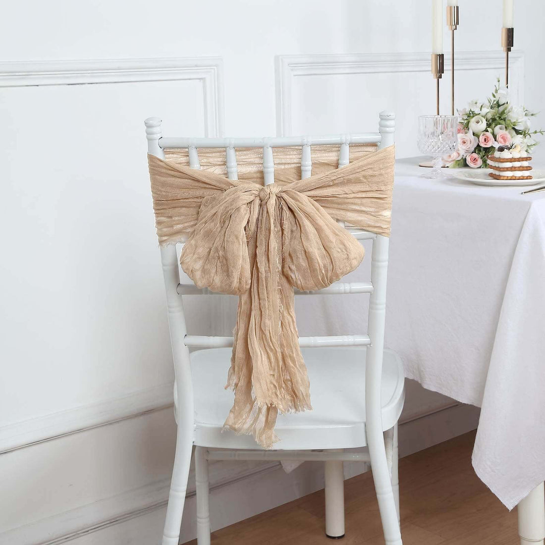 Cheesecloth Chair Sashes 16"x88" Beige | eFavormart