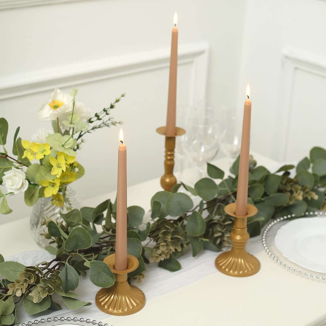 Beige Premium Taper Candles 10 Pack | eFavormart