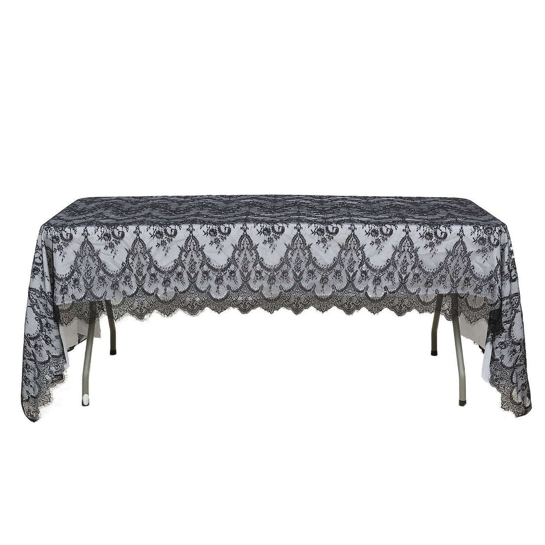Lace Rectangle Tablecloth 60"x120" Black | eFavormart