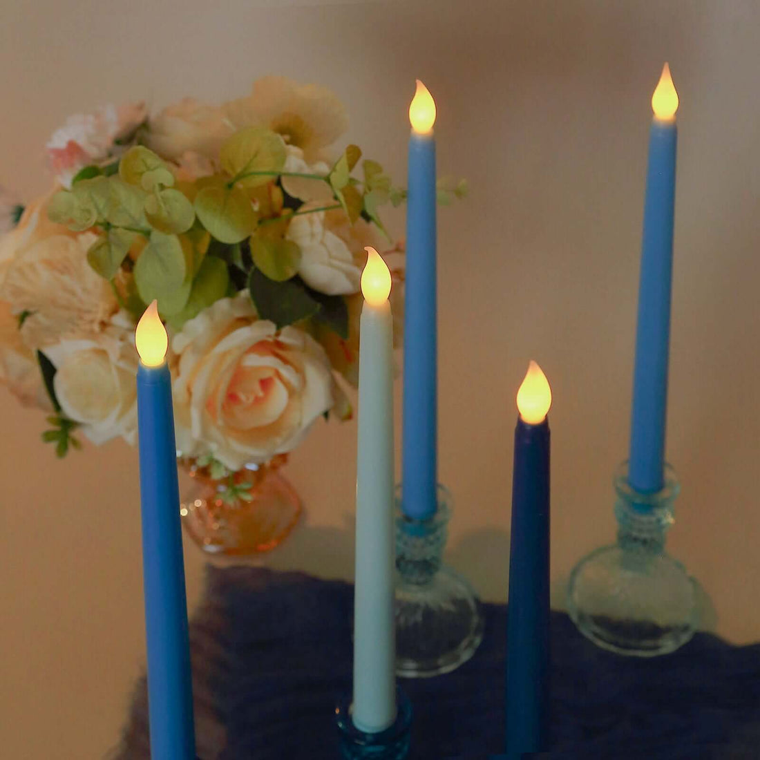 LED Taper Candles Mixed Blue 11