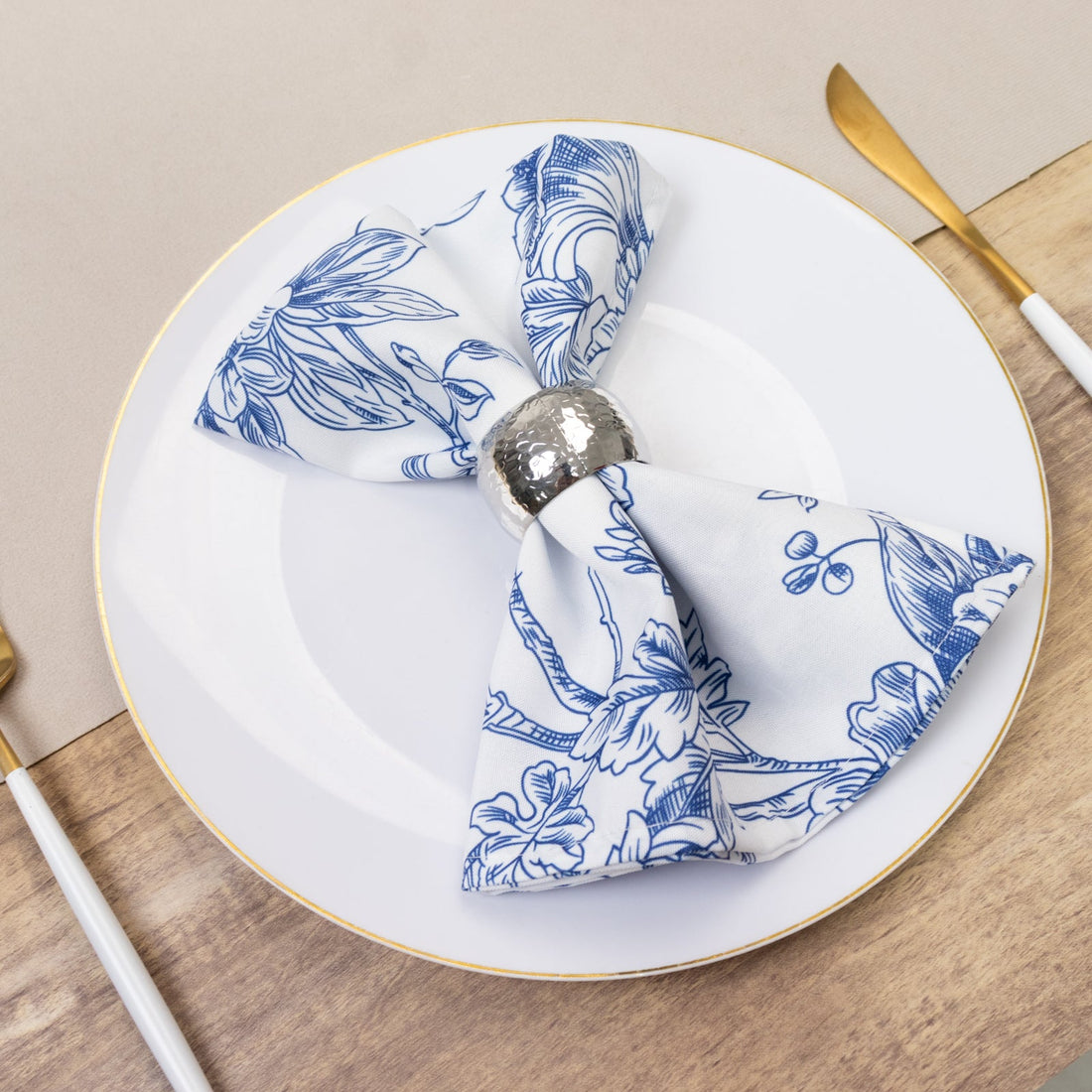 French Toile Cloth Napkins Blue Polyester | eFavormart