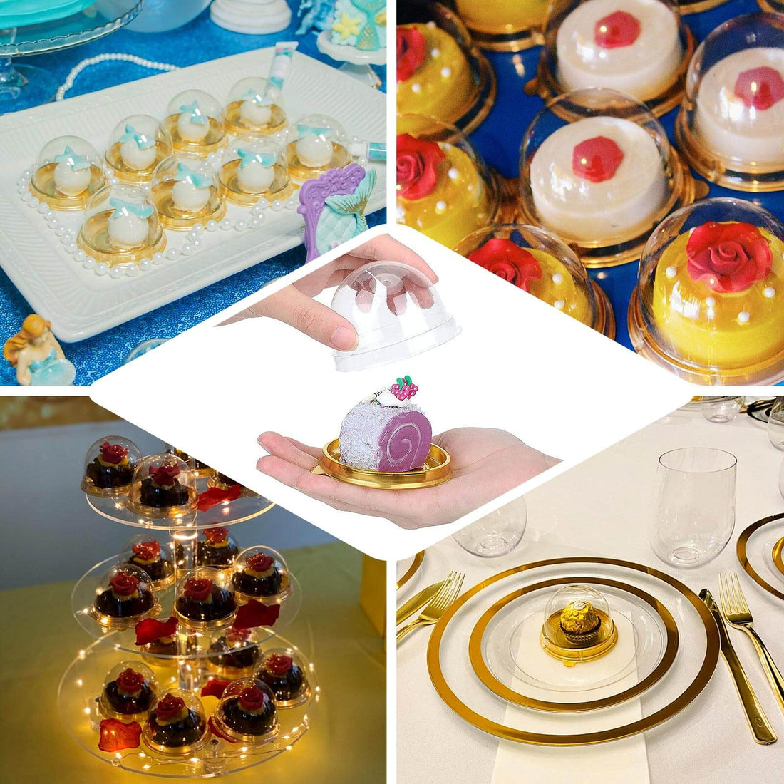 Gold and Clear Round Dome Favor Containers | eFavormart