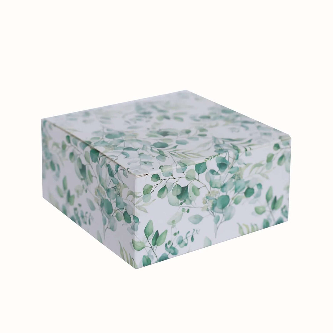 25-Pack White Green Eucalyptus Gift Boxes 4"x4"x2" | eFavormart