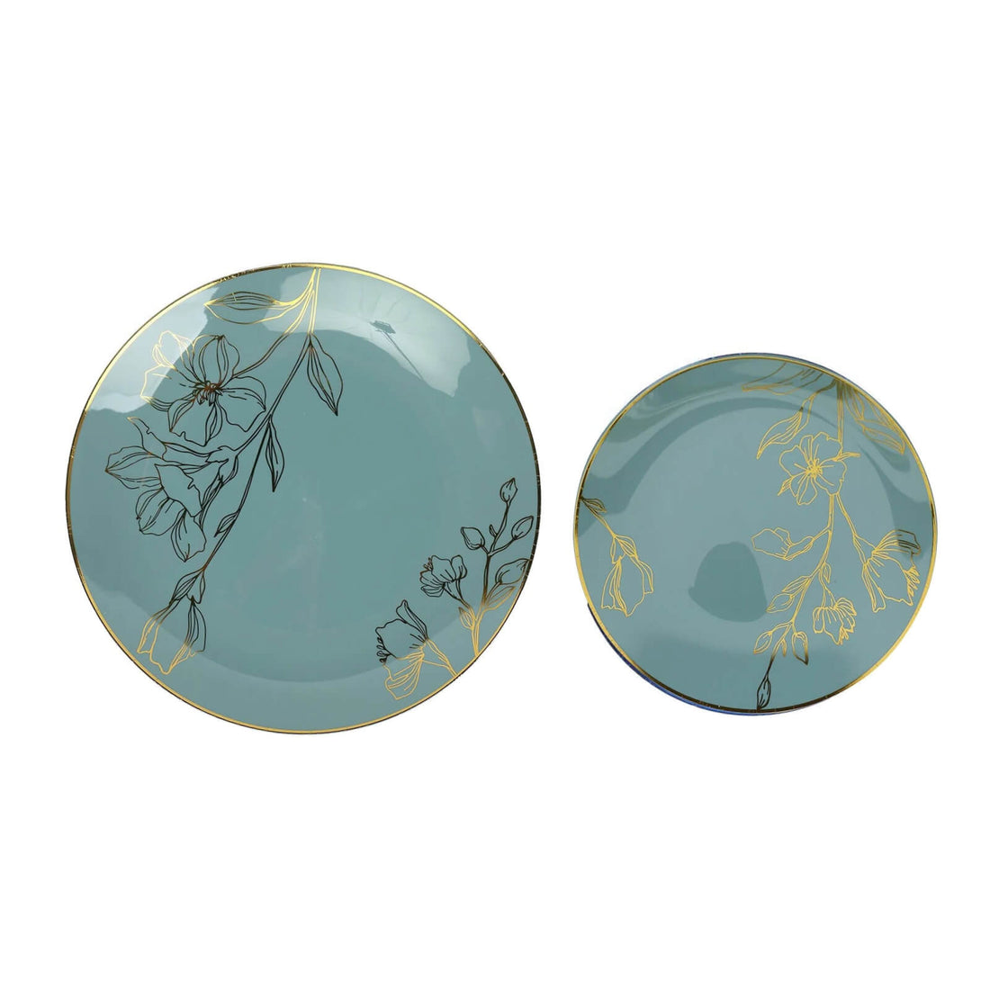 Dusty Blue Plates with Gold Floral Design | eFavormart