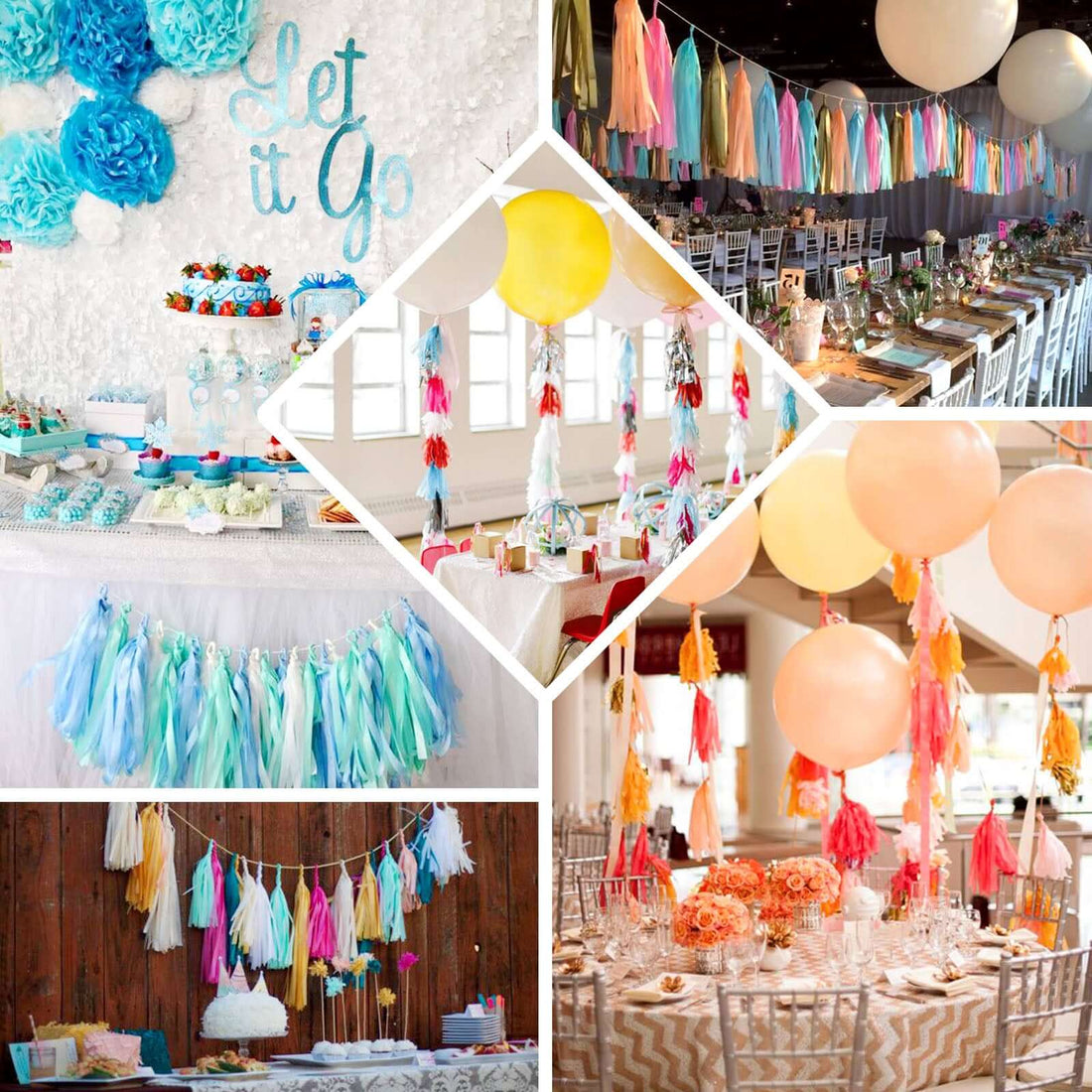 Pre-Tied Paper Tassel Garland, Paper Tinsel Curtains | eFavormart