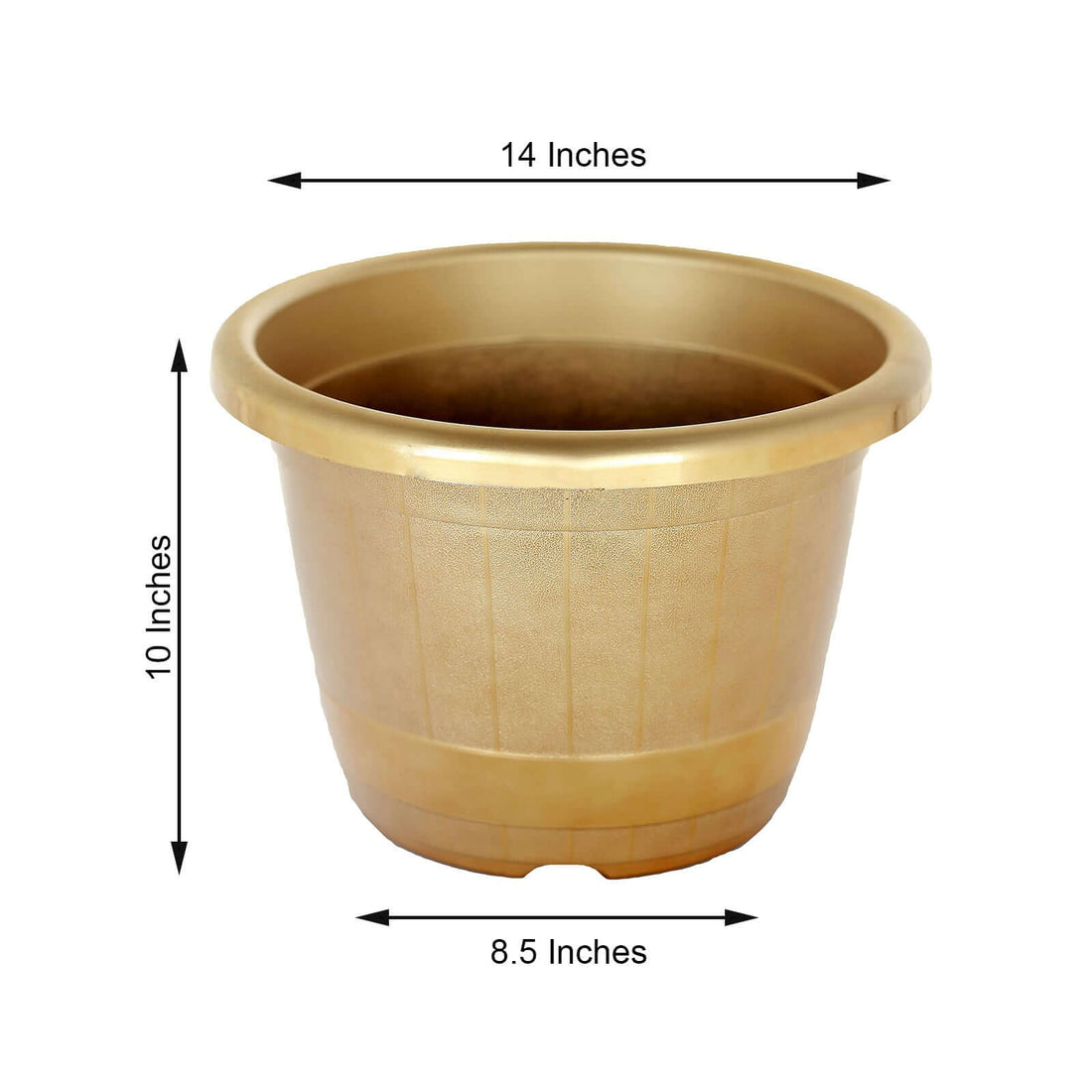 14" Gold Large Barrel Planter Pot | eFavormart