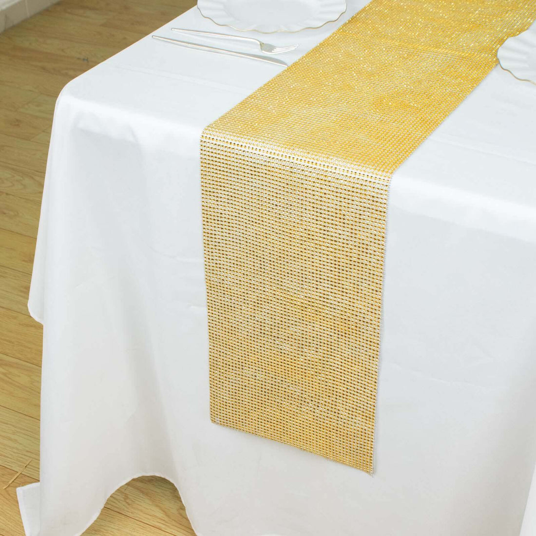 Rhinestone Table Runner 10"x108" Gold | eFavormart