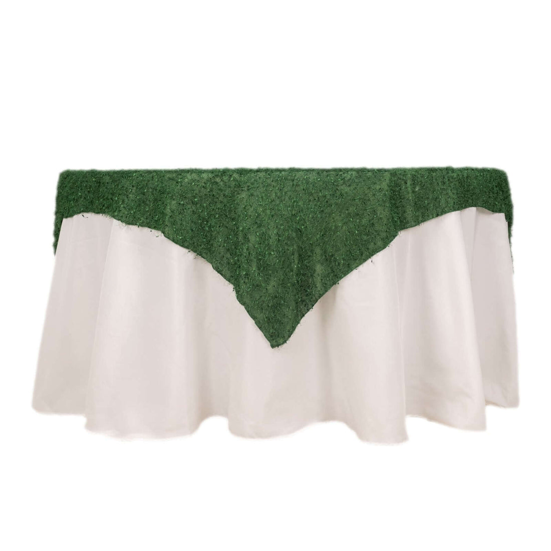 Fringe Shag Table Overlay 72"x72" Green | eFavormart