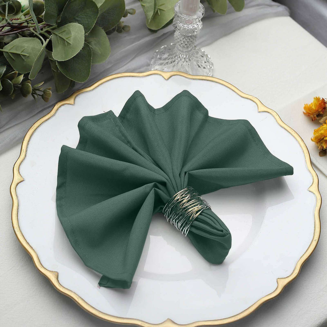 Polyester Napkins 17"x17" Emerald Green | eFavormart