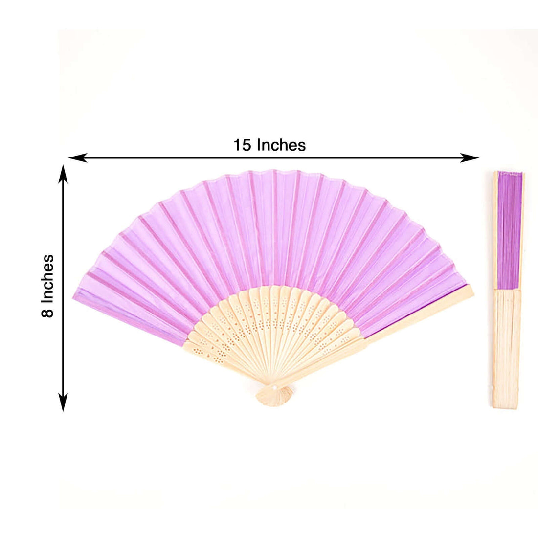 Lavender Lilac Asian Silk Folding Fans 5-Pack | eFavormart