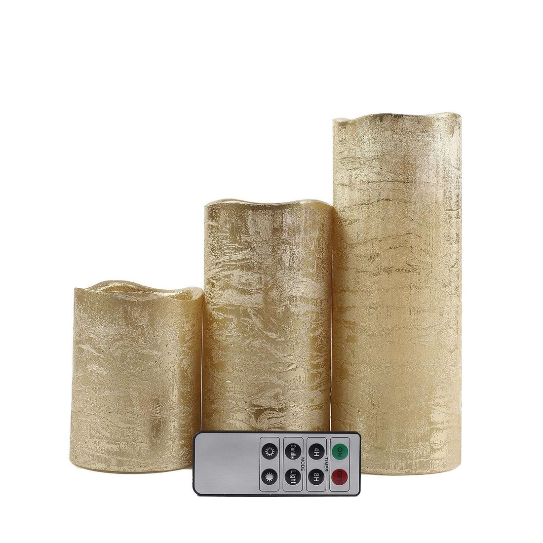 LED Pillar Candles Metallic Gold 4", 6", 8" | eFavormart