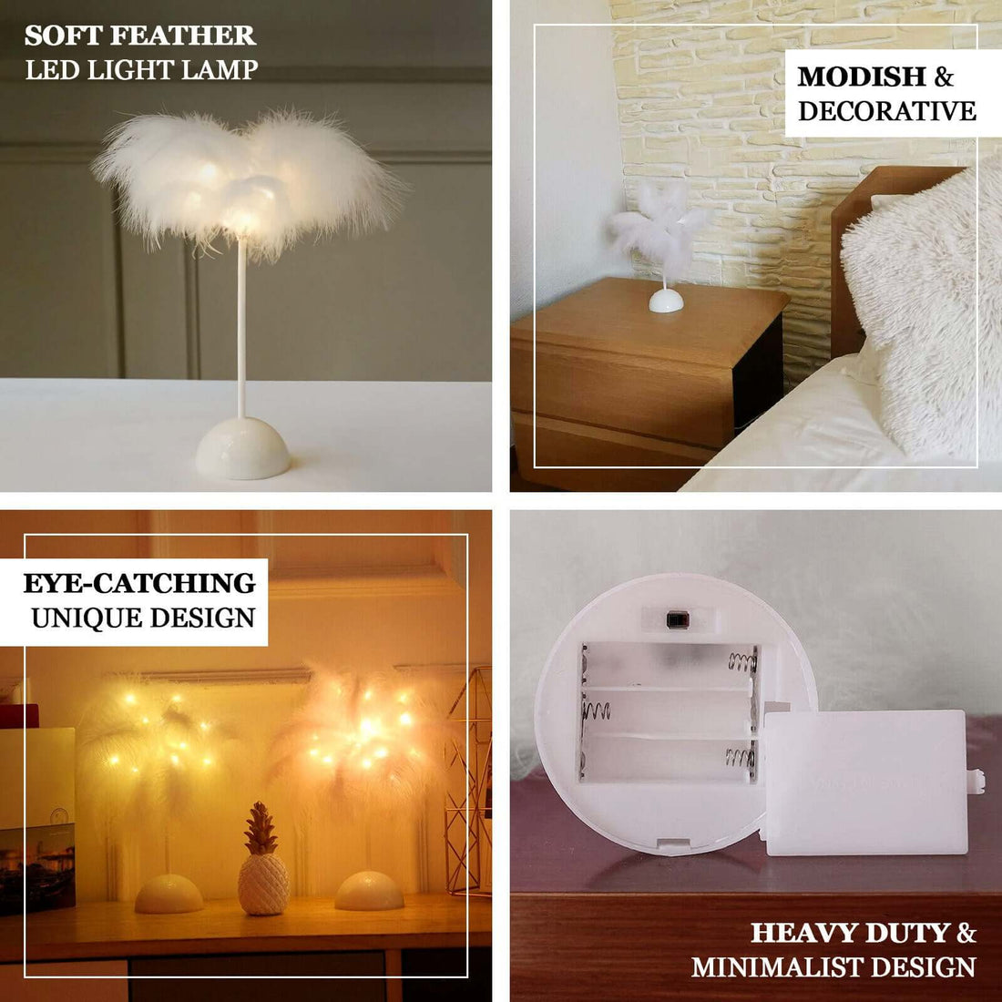 Feathers Table Lamp Cinnamon Rose 15" | eFavormart