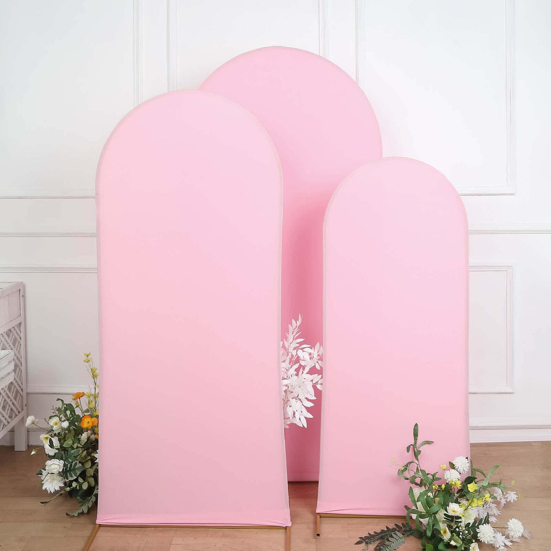 Matte Pink Spandex Wedding Arch Covers Set | eFavormart