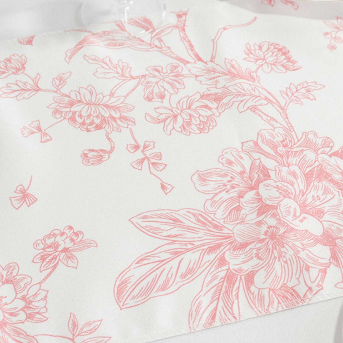 Polyester Floral Table Runner 12"x108" White/Pink | eFavormart