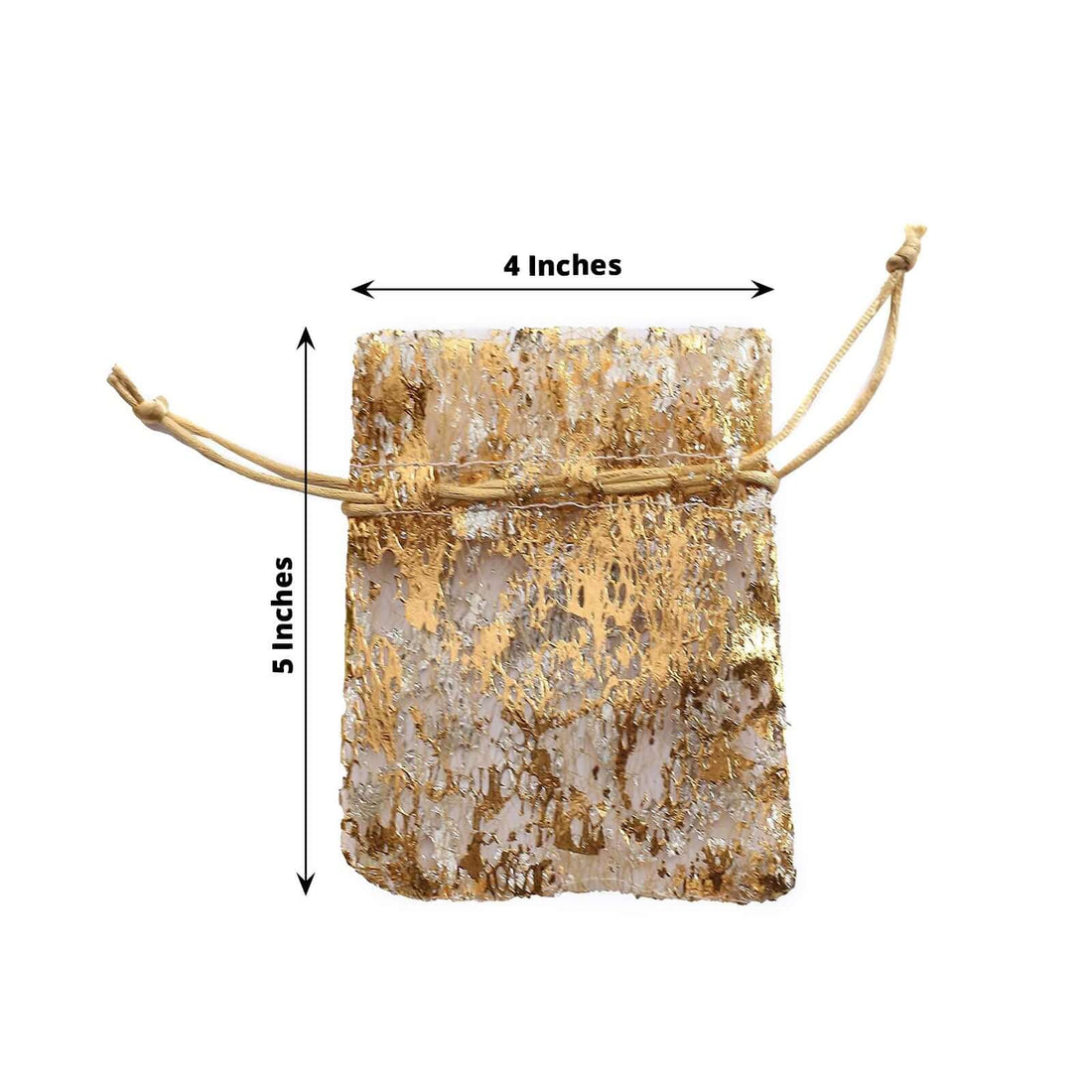 12-Pack Gold Foil Drawstring Favor Bags 4x5 | eFavormart