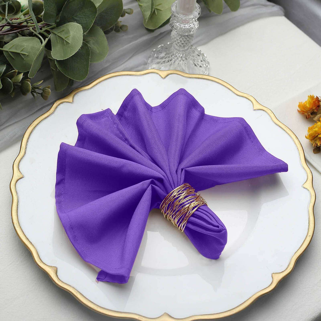 Polyester Dinner Napkins 17"x17" Purple | eFavormart