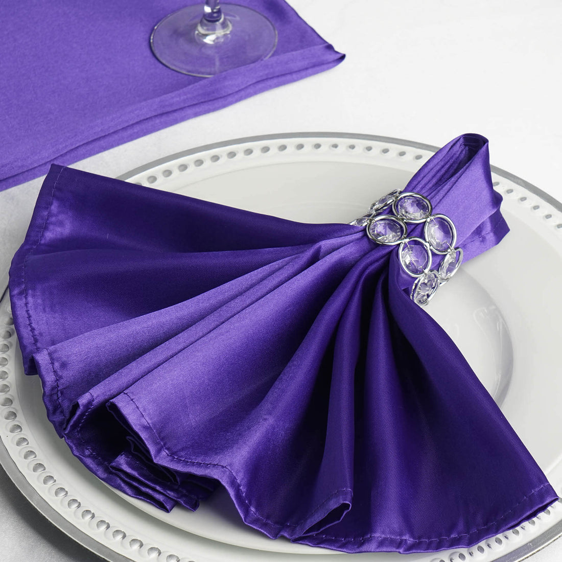 Satin Cloth Napkins 20"x20" Purple | eFavormart