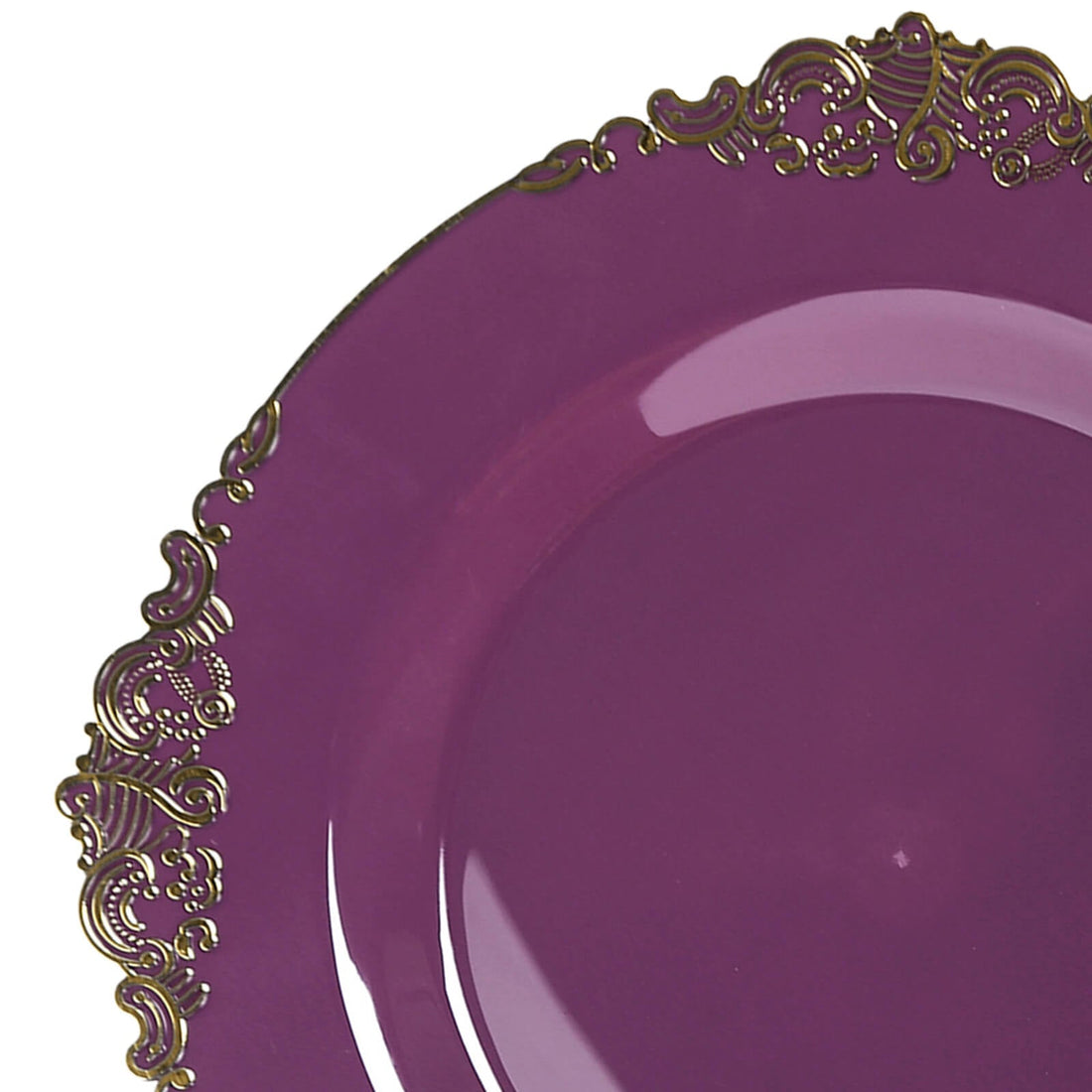 Purple Gold 10" Plastic Dinner Plates 10-Pack | eFavormart