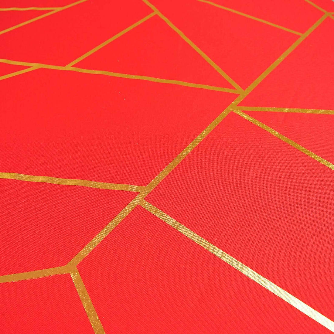 Polyester Tablecloth Gold Foil 120" Red | eFavormart