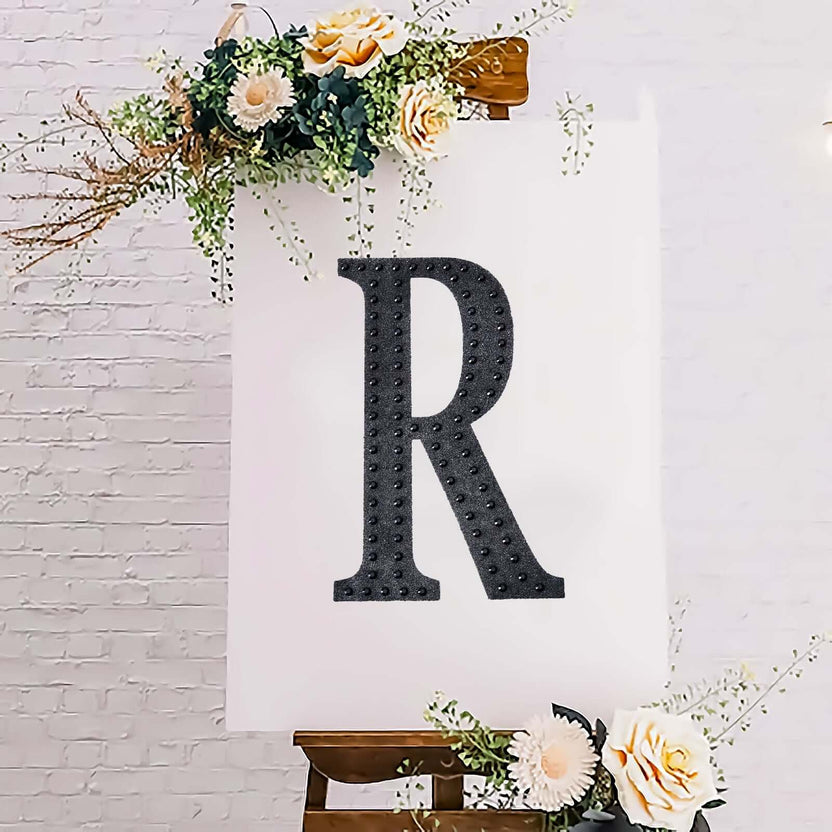 8" Rhinestone Sticker Letters "R" Black | eFavormart