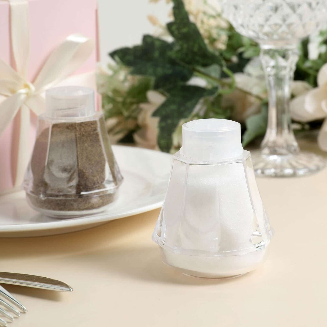 12-Pack 2.5" Clear Plastic Salt & Pepper Shakers | eFavormart