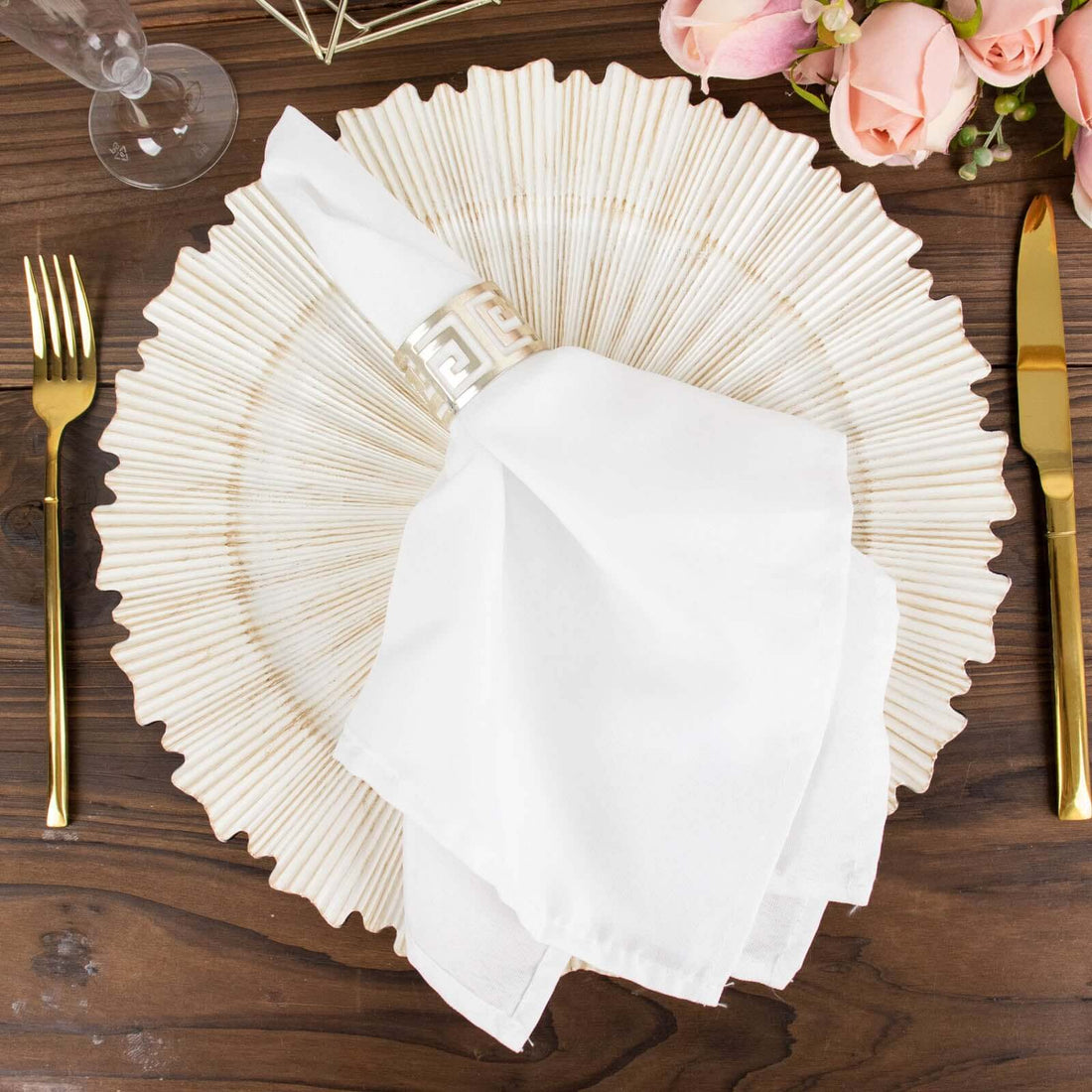 Washwhite Sunray Scalloped Rim Charger Plates | eFavormart