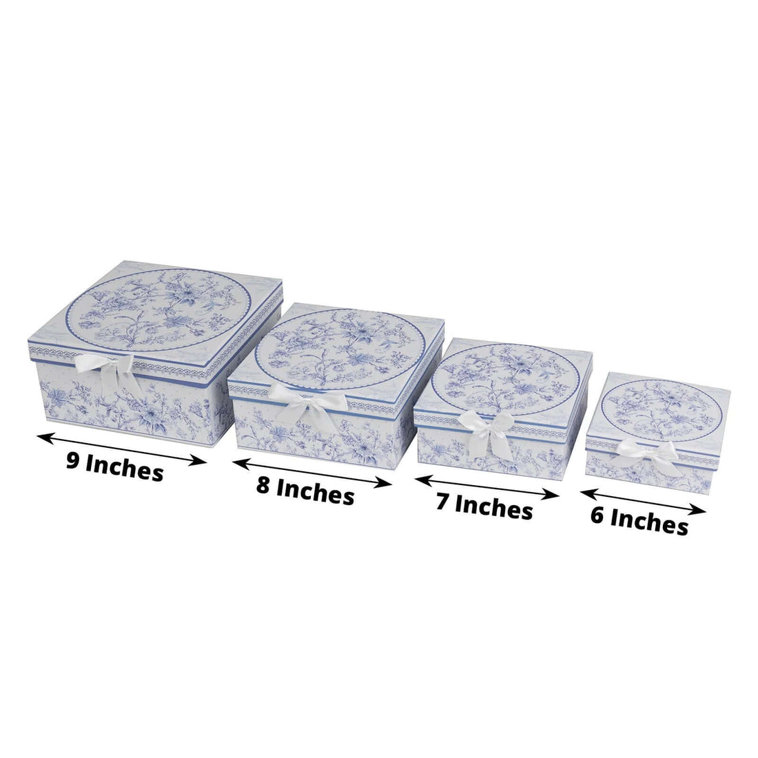 Cardstock Nesting Gift Boxes 6",7",8",9" White Blue | eFavormart