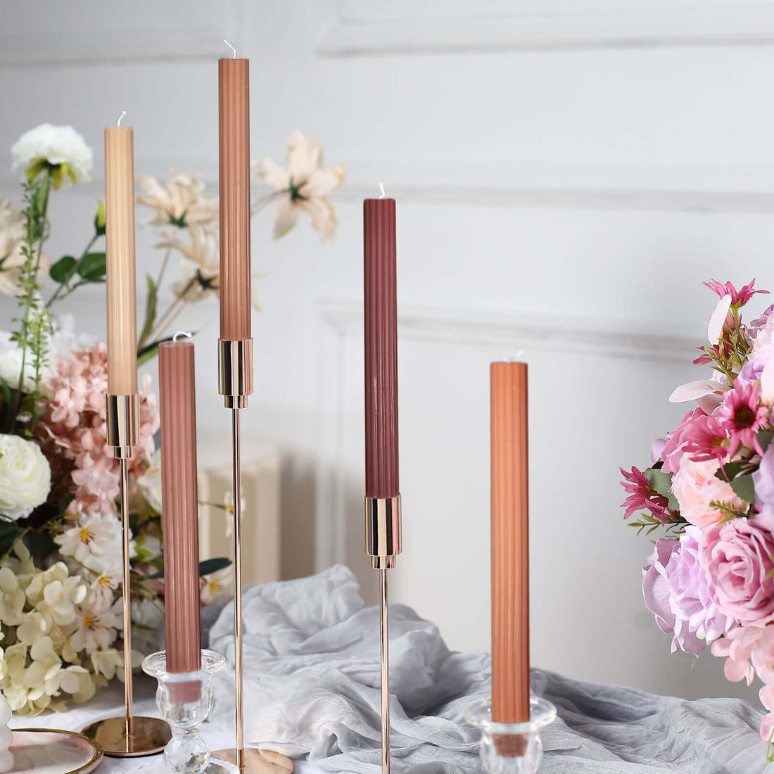 Assorted Natural Ribbed Taper Candles | eFavormart