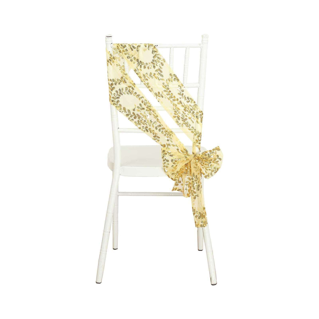 Tulle Sequin Chair Sashes Gold 6"x88" | eFavormart