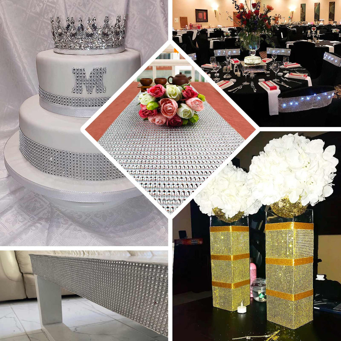 Rhinestone Table Runner 10"x108" Champagne | eFavormart