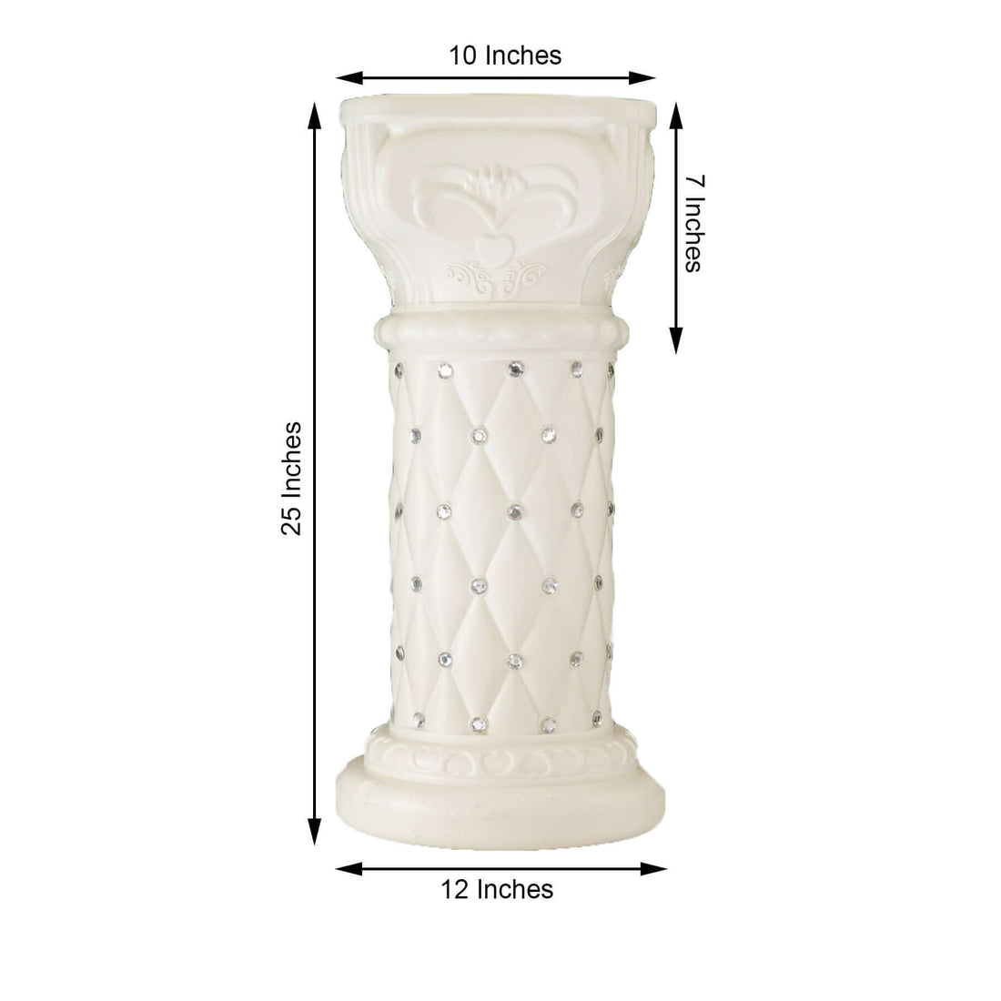 2 Pack White Crystal Beaded Pillar Stand | eFavormart