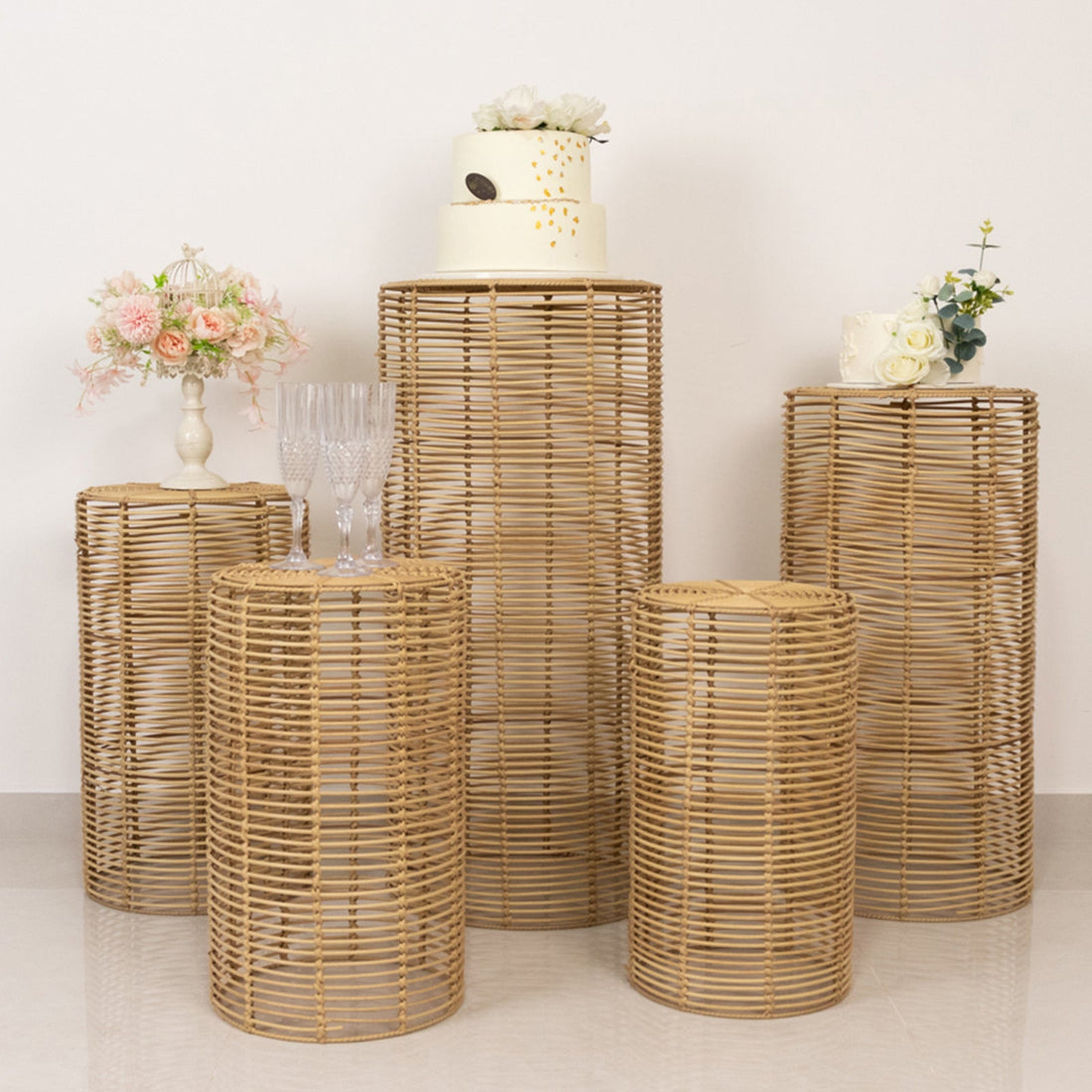 Natural Woven Rattan Wicker Plant Stands | eFavormart