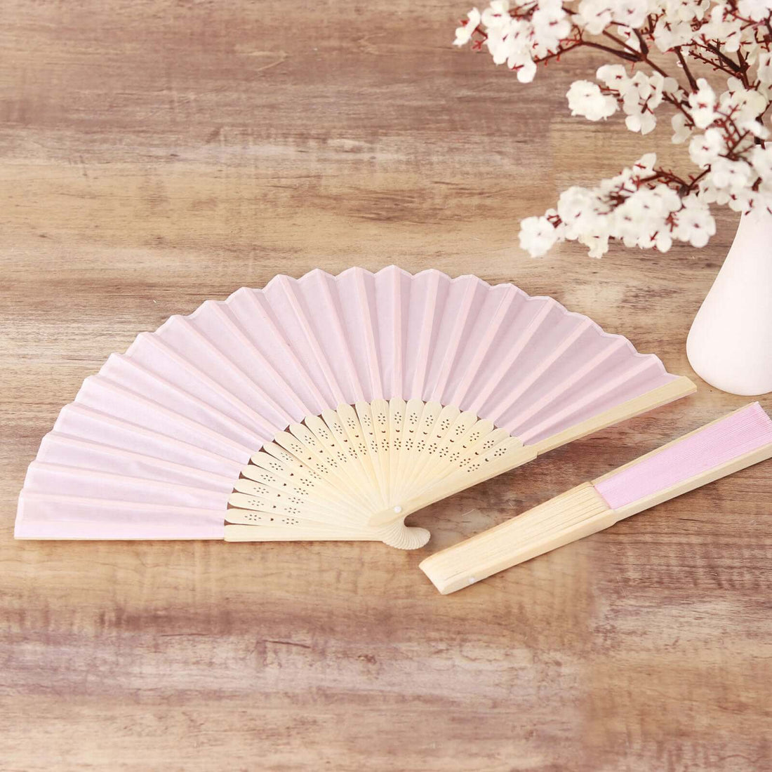5-Pack Blush Asian Silk Folding Fans | eFavormart